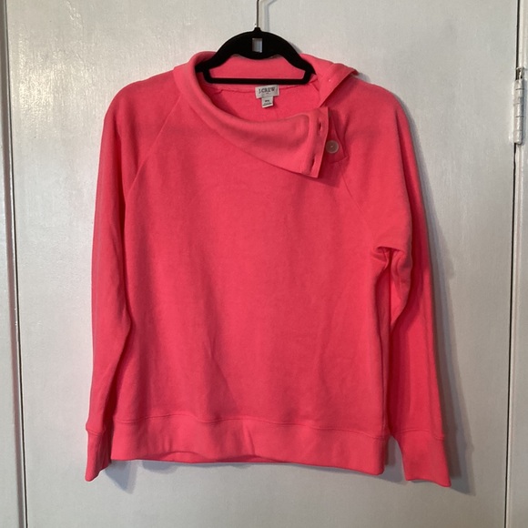 J. Crew | Sweaters | J Crew Bright Pink Button Turtle Neck Cowl Sweater ...